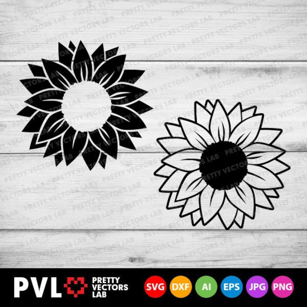 Sunflower Svg, Flower Svg, Sunflowers Cut Files, Sunflower Stamp Svg ...