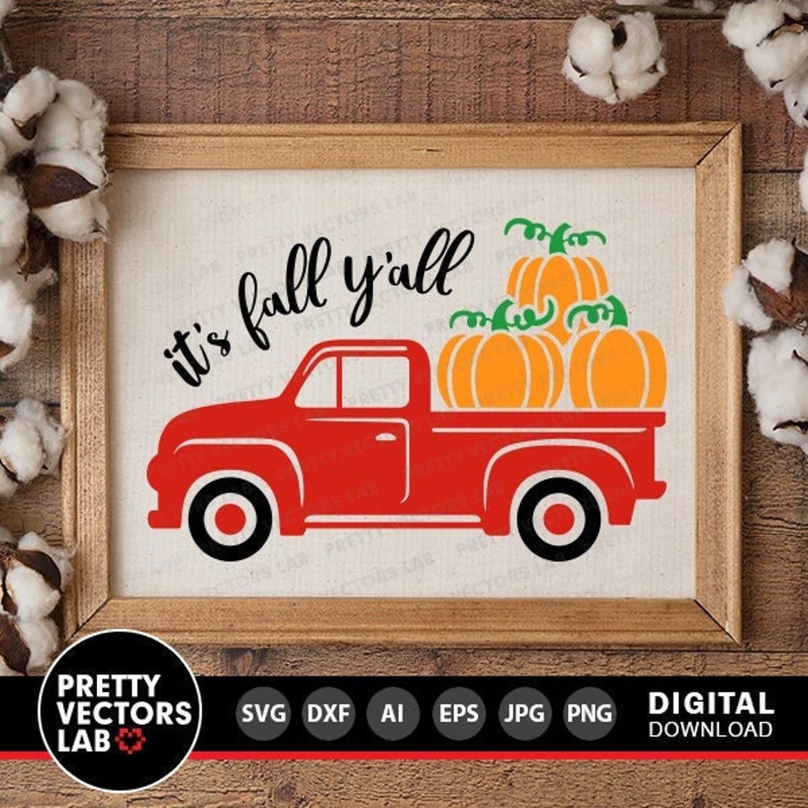 Pumpkin Truck Svg It's Fall Y'all Svg Fall Old Truck - Etsy