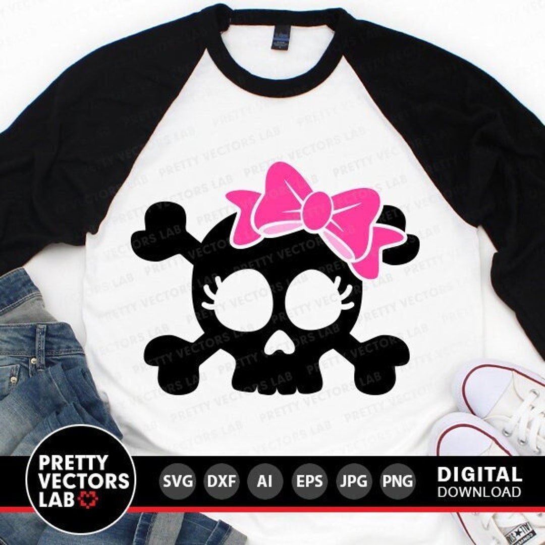 Skull Svg, Halloween Svg, Cute Skull With Bow Svg, Dxf, Eps, Png, Girls ...