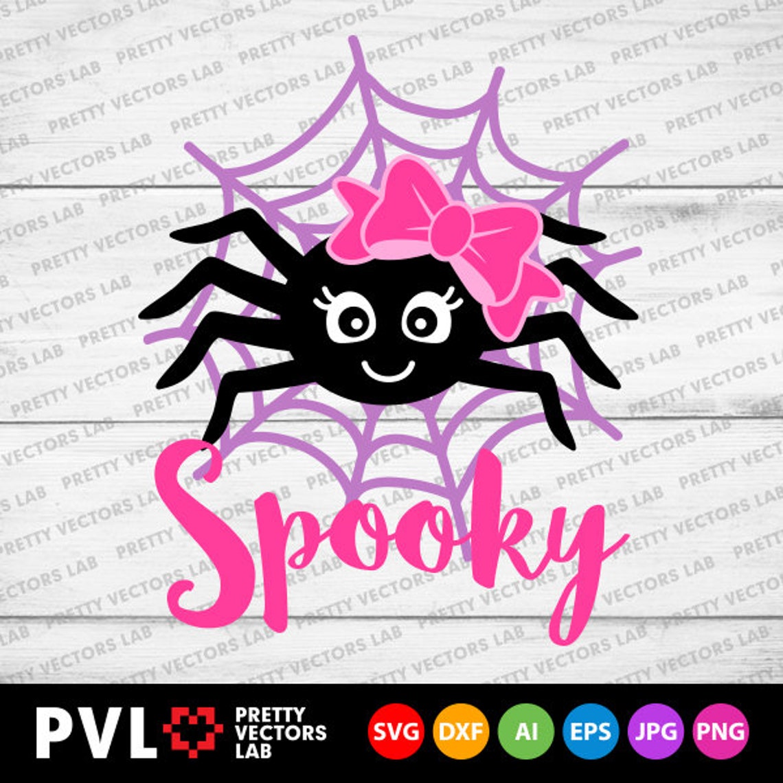 Spooky Spider Svg Halloween Svg Girl Spider With Bow Svg - Etsy
