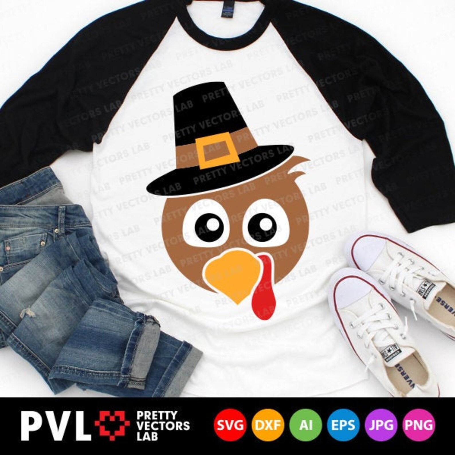 Turkey Face Svg Turkey With Pilgrim Hat Svg Thanksgiving Svg | Etsy