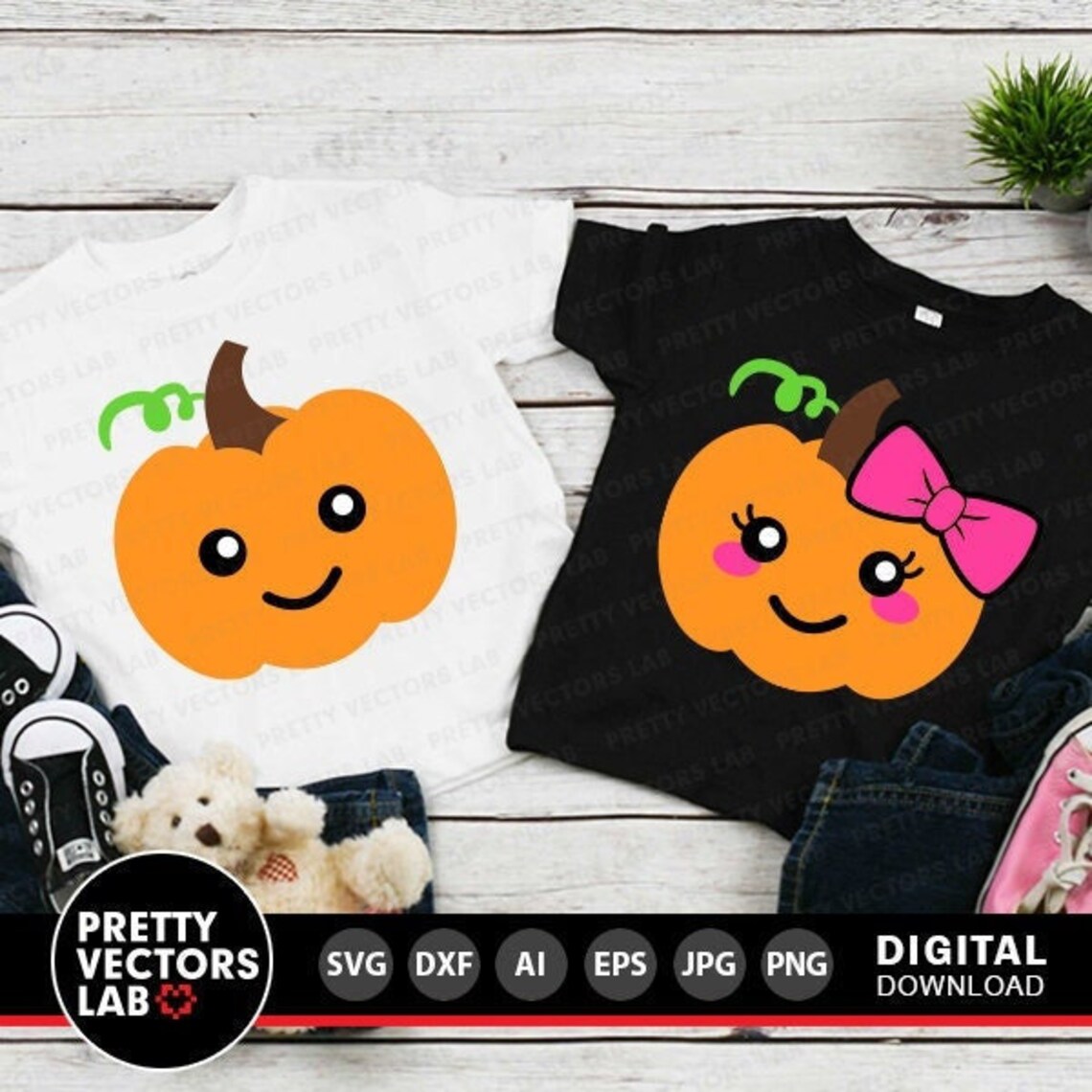 Cute Pumpkins Svg Halloween Svg Boy & Girl Pumpkin Svg Dxf - Etsy
