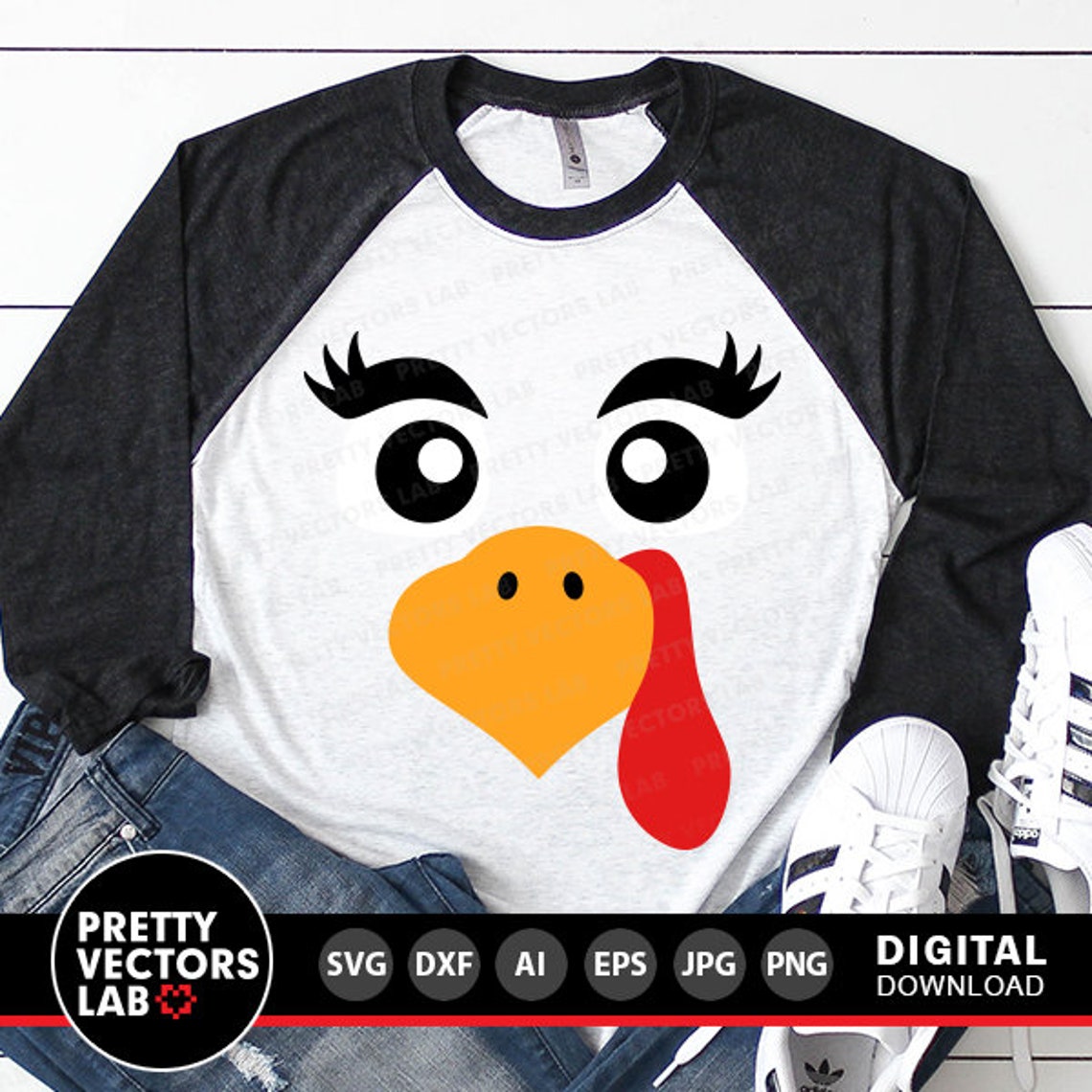 Girl Turkey Face Svg Cute Turkey Svg Thanksgiving Svg Dxf - Etsy