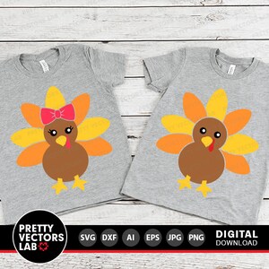 Turkey Svg, Girl Boy Turkey Svg, Thanksgiving Svg Dxf Eps Png, Kids Cut ...