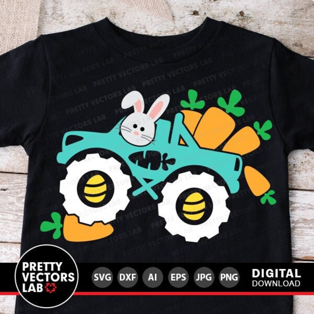 Easter Monster Truck Svg, Easter Cut File, Truck With Bunny Svg Dxf Eps ...