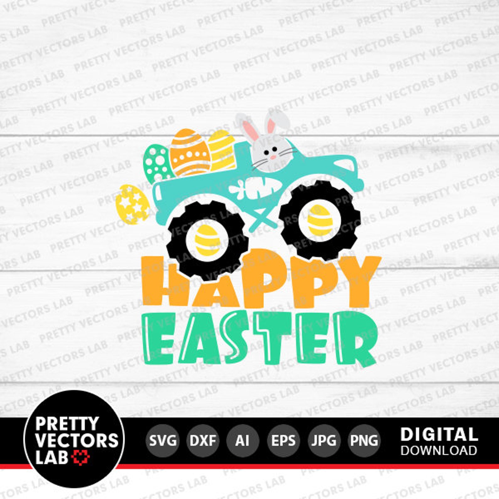 Easter Monster Truck Svg, Happy Easter Svg, Boys Truck With Bunny Svg ...