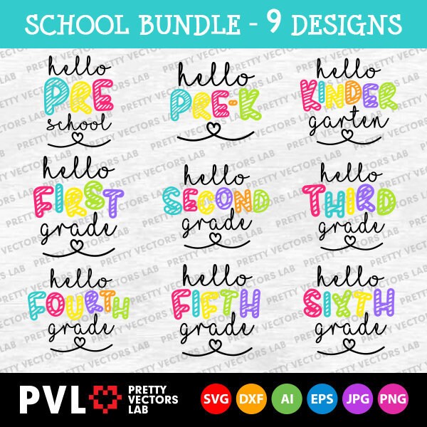 Hello School Svg Bundle Back to School Svg Teacher Svg Dxf - Etsy