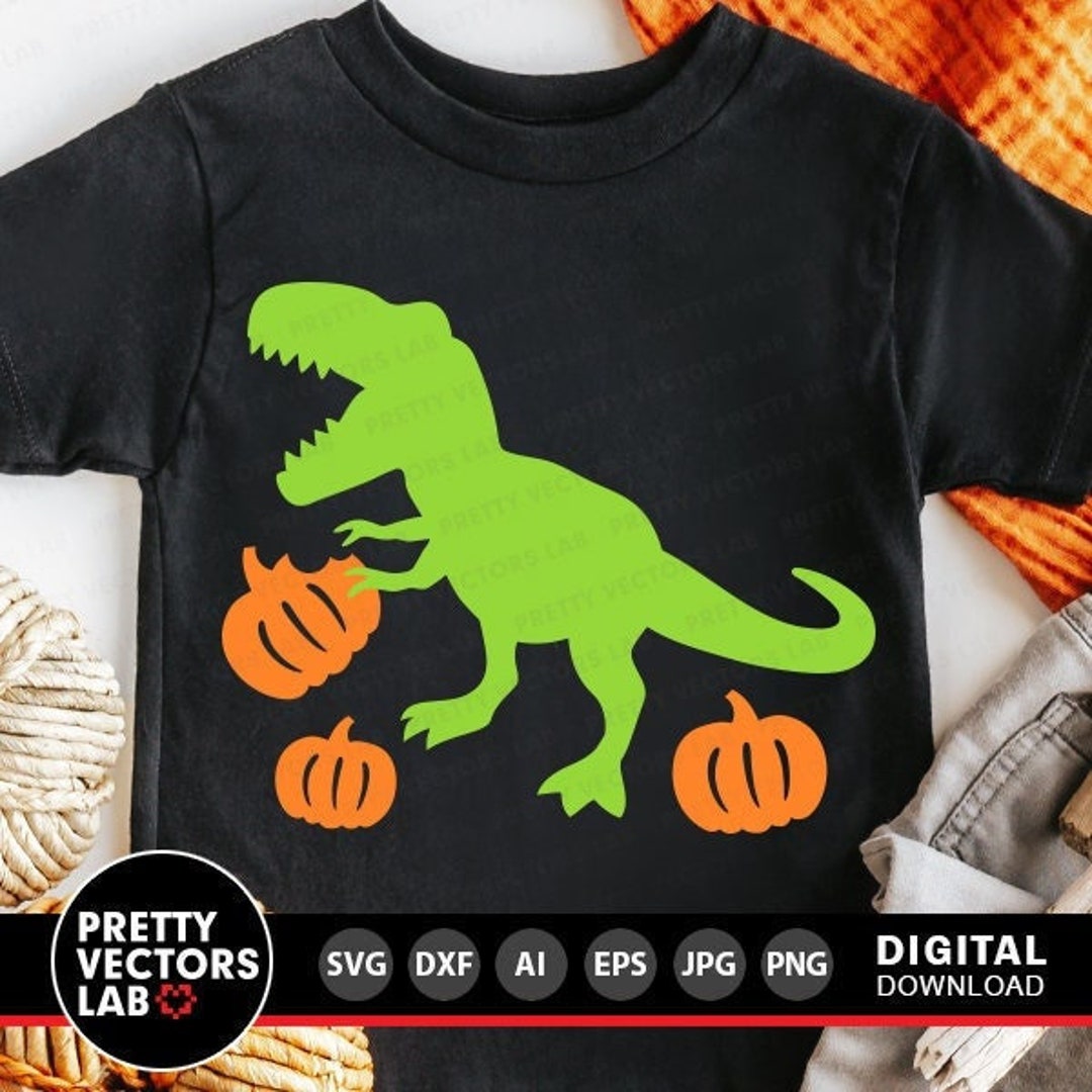 Dinosaur With Pumpkin Svg, Fall T-rex Svg Dxf Eps Png, Thanksgiving Cut ...