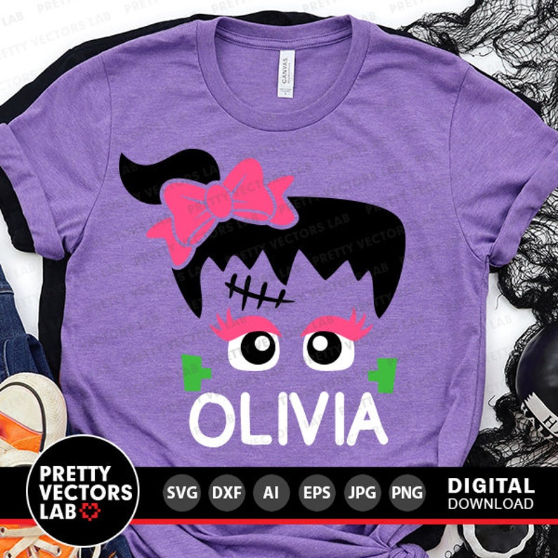 Girl Halloween Svg, Little Monster Svg, Dxf, Eps, Png, Frankenstein Svg ...