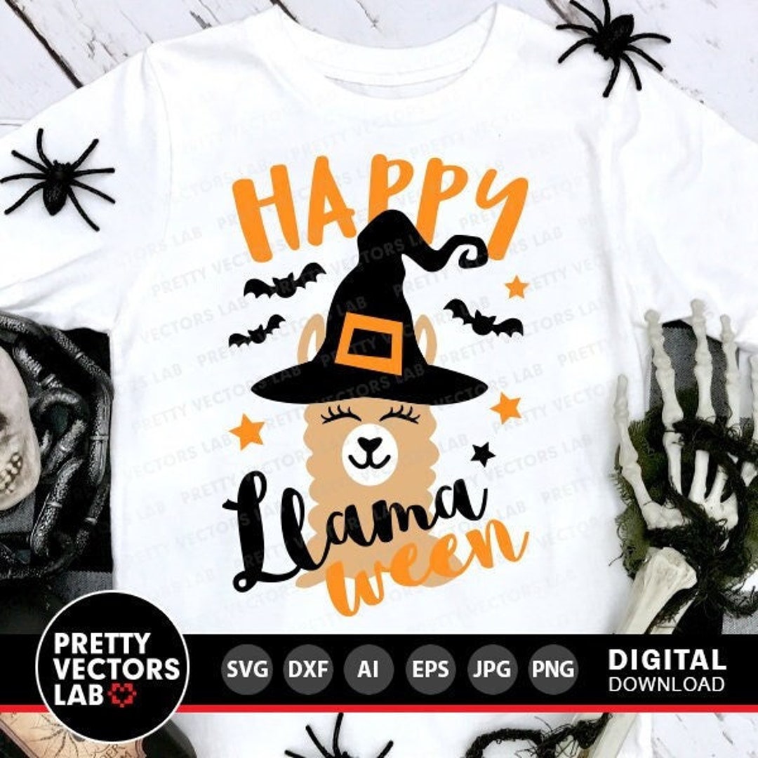 Happy Llamaween Svg, Halloween Llama Cut Files, Funny Halloween Svg Dxf ...