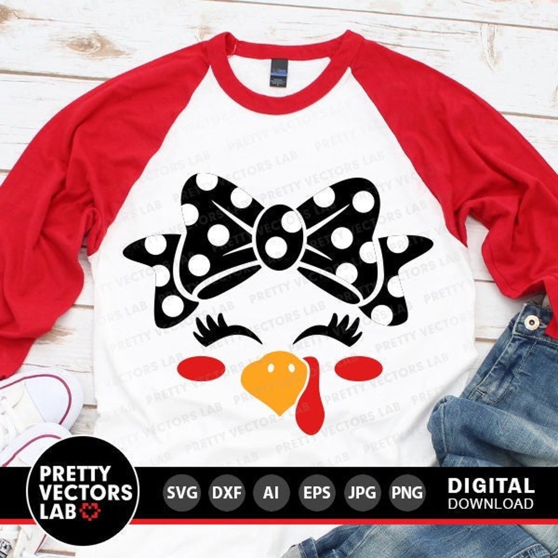 Girls Thanksgiving Svg Girl Turkey Face Svg Cute Turkey With - Etsy