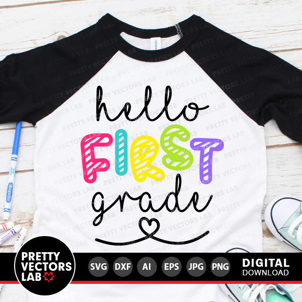 Hello First Grade Svg, Back to School Svg, 1st Grade Svg, Teacher Svg ...