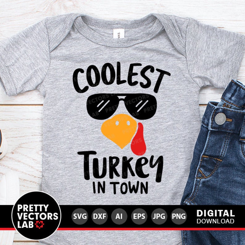 Coolest Turkey in Town Svg Boys Thanksgiving Svg Boy Turkey - Etsy