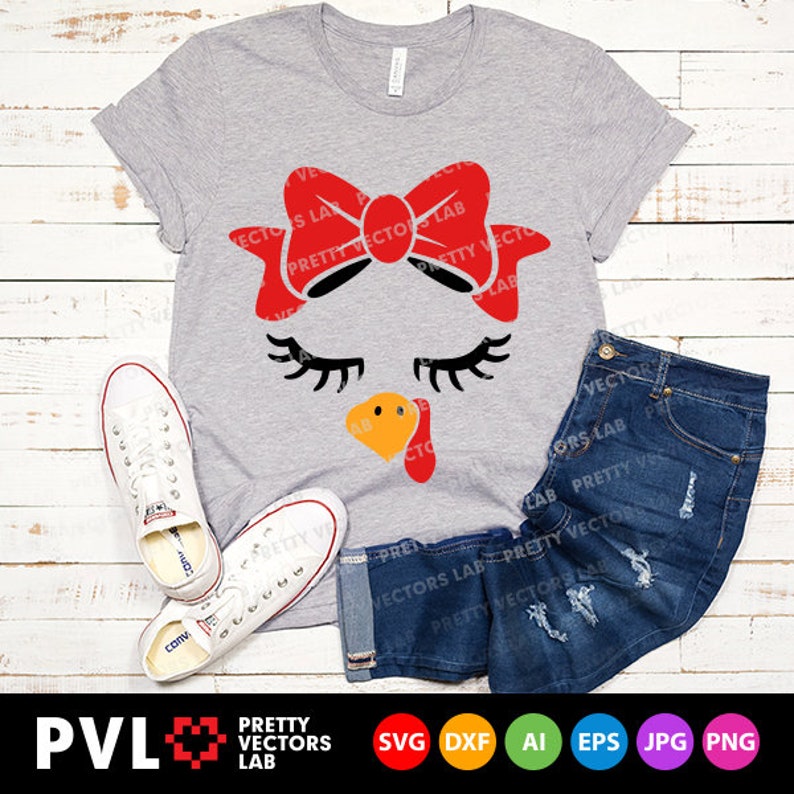 Girls Thanksgiving Svg Girl Turkey Face Svg Cute Turkey With | Etsy