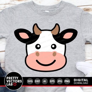 Cow Svg, Cow Face Cut File, Cow Head Svg Dxf Eps Png, Kids Svg, Farm ...