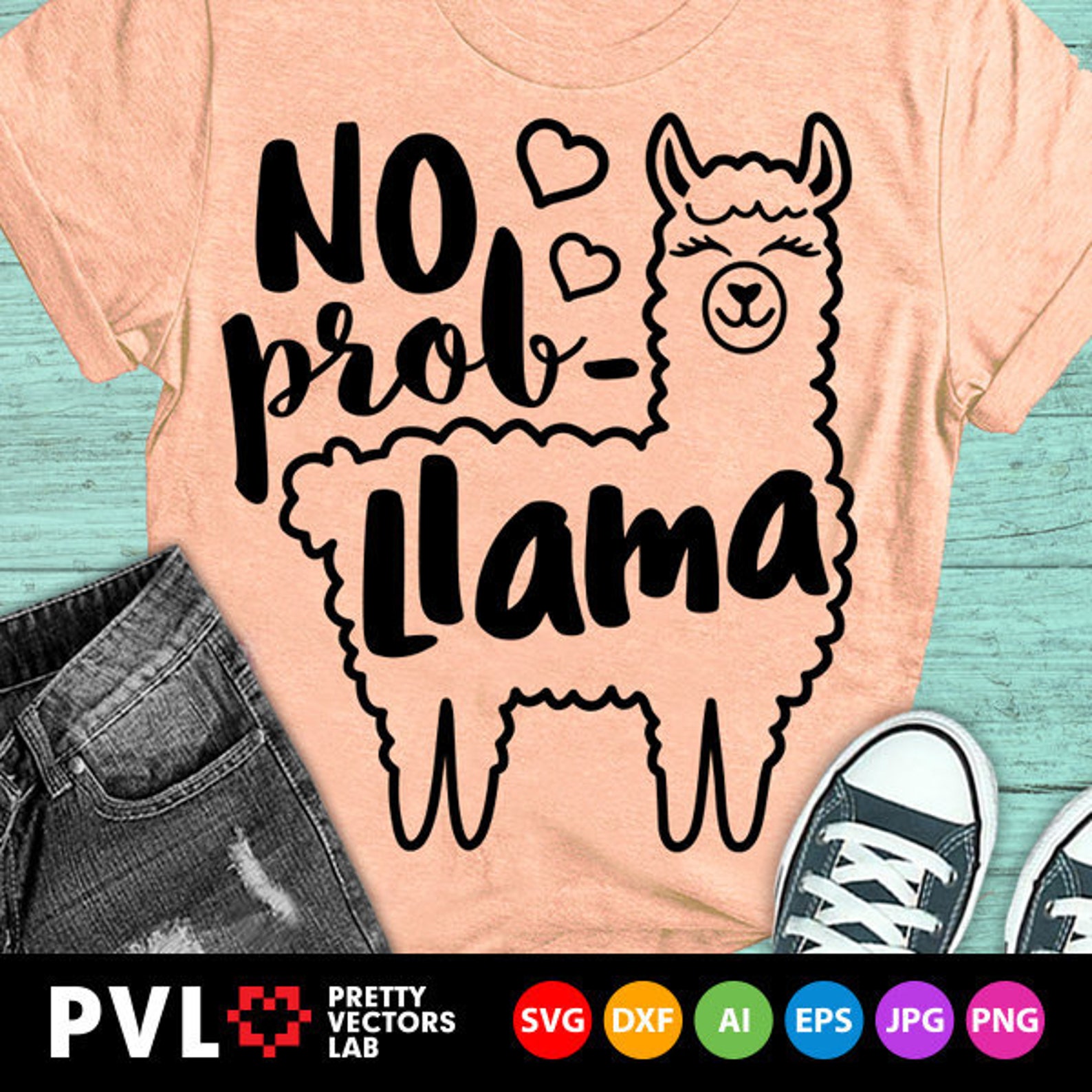 No Prob Llama Svg No Problem Llama Svg Funny Llama Quote Svg | Etsy