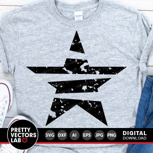 Star Svg, Grunge Star Svg, Split Star Svg, Dxf, Eps, Png, Patriotic Cut ...