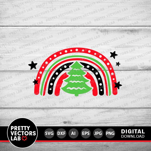 Christmas Rainbow Svg Christmas Svg Christmas Tree Cut - Etsy