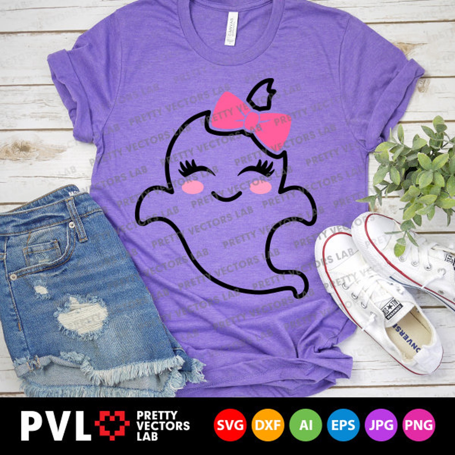 Halloween Svg Girl Ghost Svg Cute Ghost with Bow Svg Dxf | Etsy