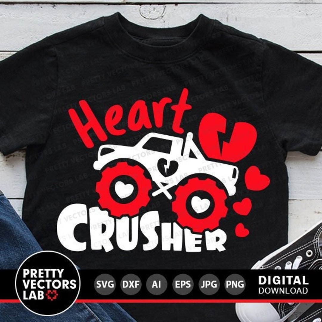 Valentine's Monster Truck Svg, Boys Valentine Cut Files, Valentine's ...