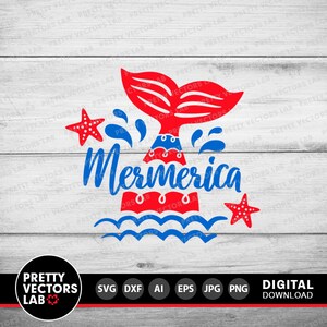 4th of July Svg, Mer Merica Svg, American Mermaid Svg, Summer Cut Files ...