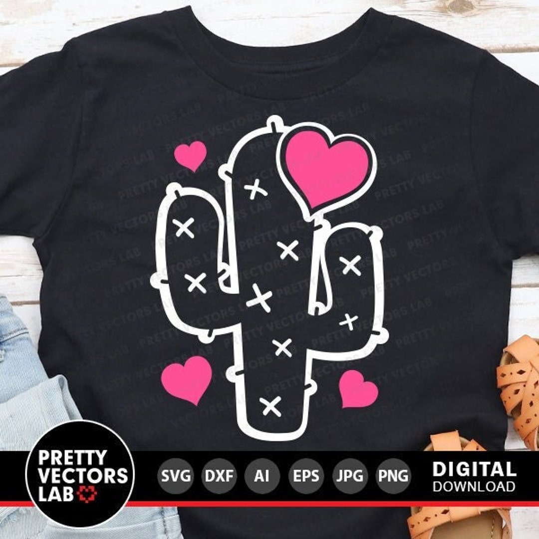 Cactus With Heart Svg, Valentine's Day Cut Files, Cute Cactus Svg ...