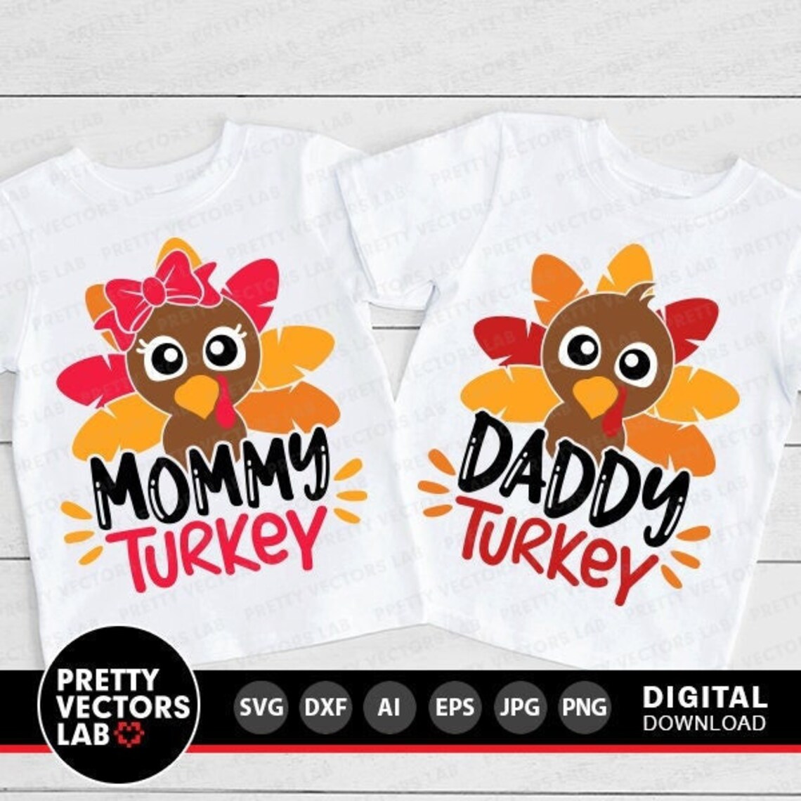 Daddy Turkey Svg, Mommy Turkey Svg, Turkeys Cut Files, Thanksgiving Svg ...