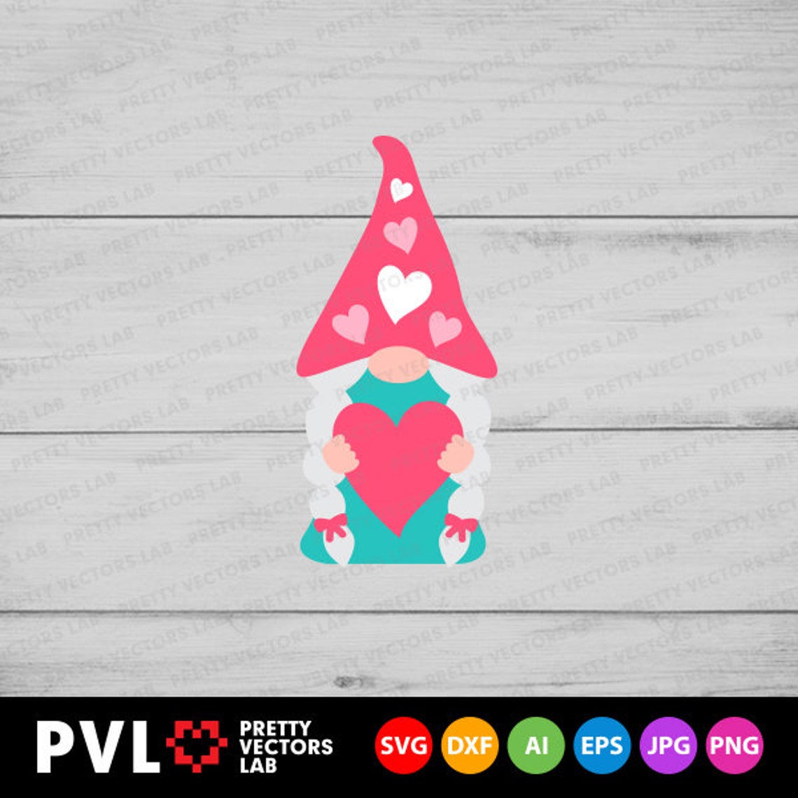 Gnome Girl With Heart Svg Valentine's Day Cut File - Etsy