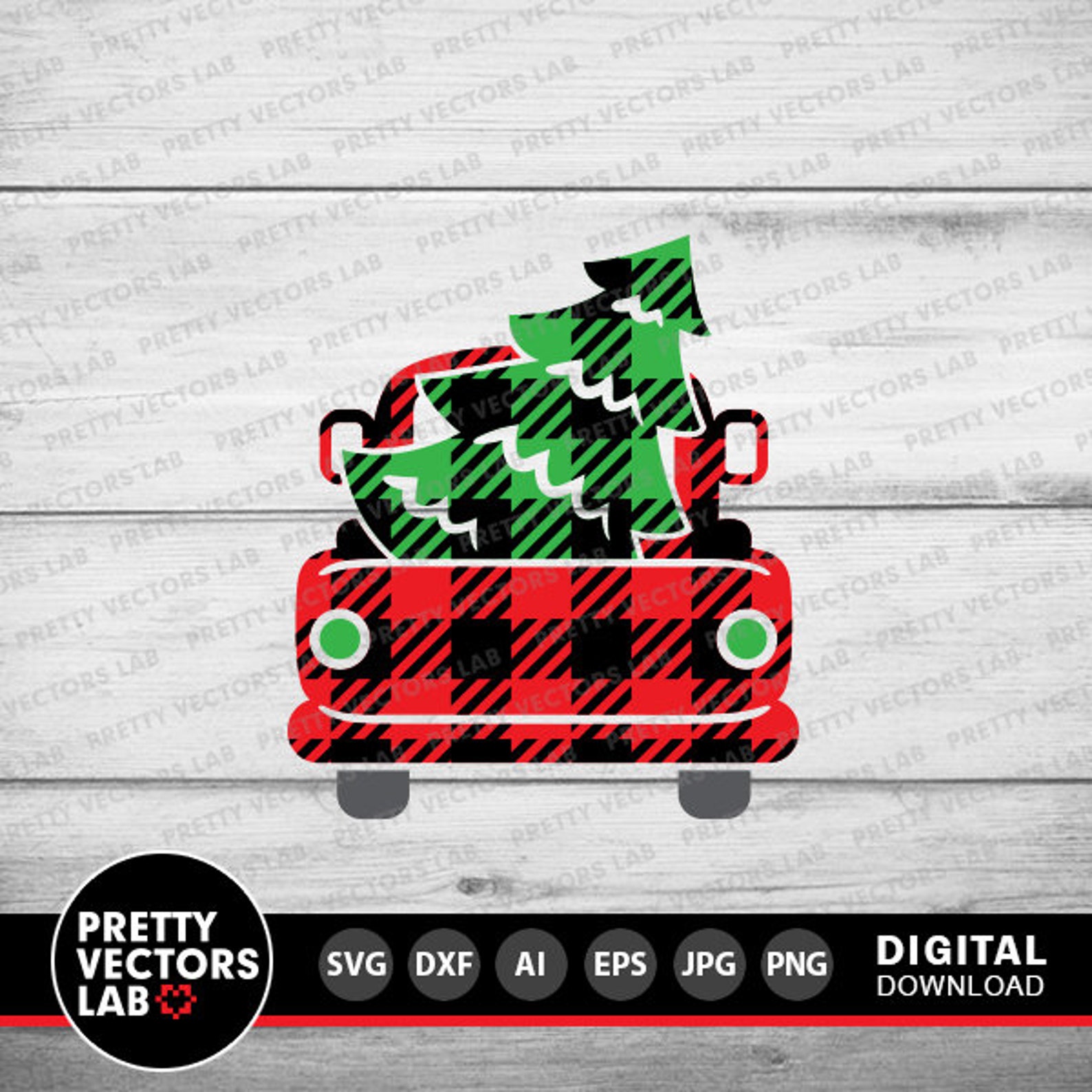 Buffalo Plaid Christmas Truck Svg Vintage Truck With Tree - Etsy