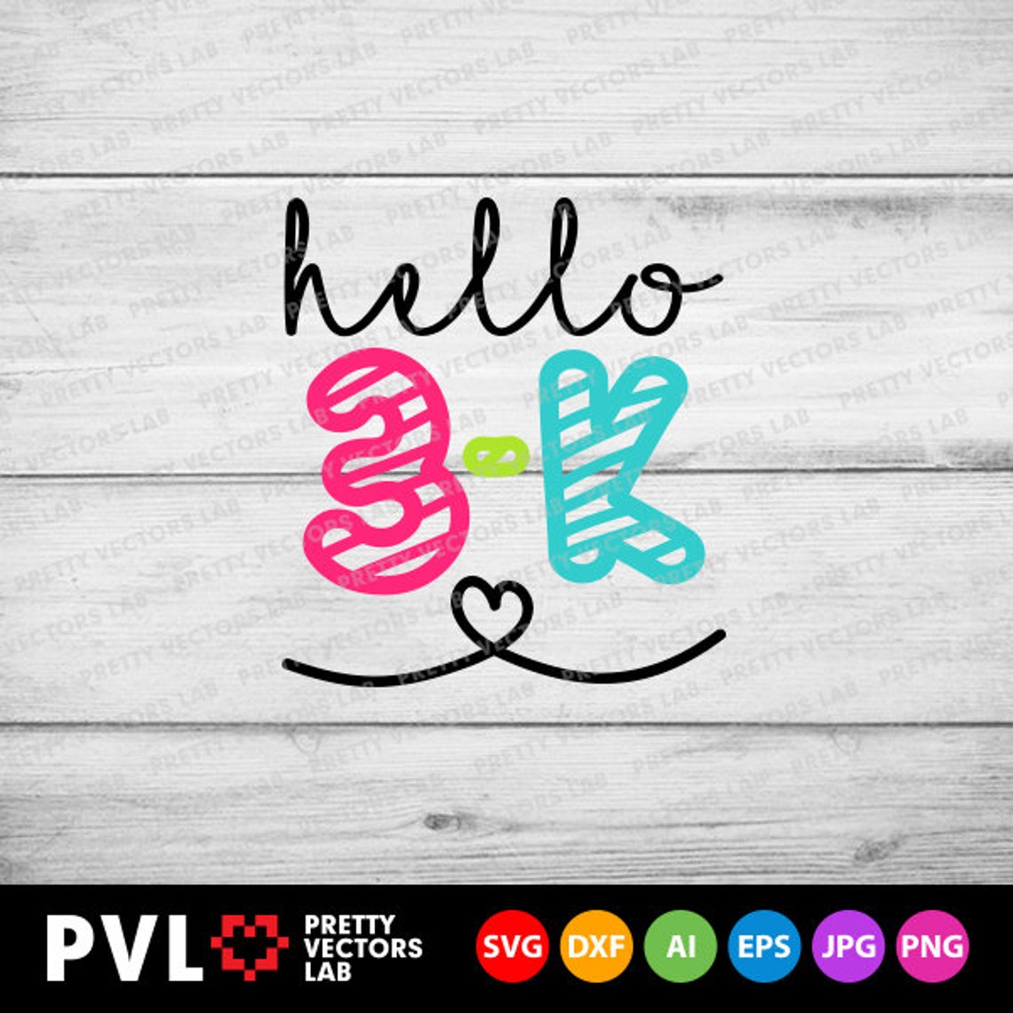 Hello 3K Svg Back to School Svg 3-K Cut Files Teacher Svg | Etsy