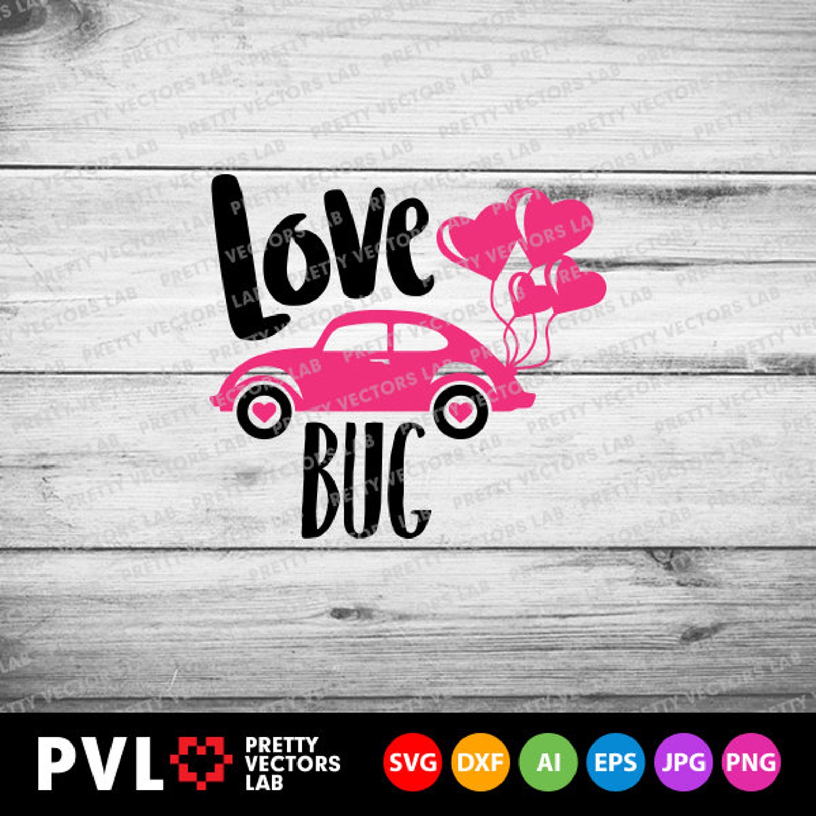 Love Bug Svg Retro Car With Hearts Svg Valentine's Day | Etsy