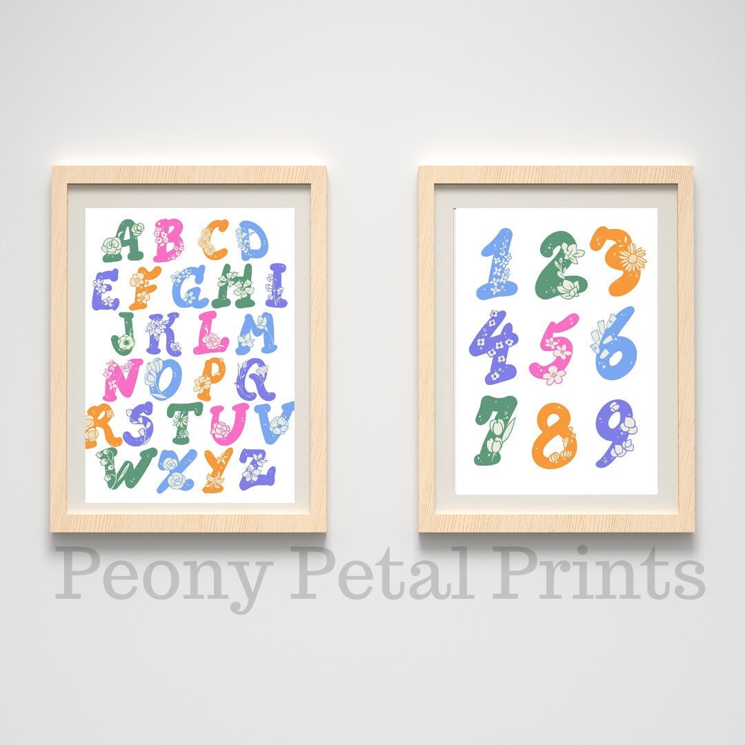 Colorful 123 Abc Digital Download Wall Art Pack - Etsy