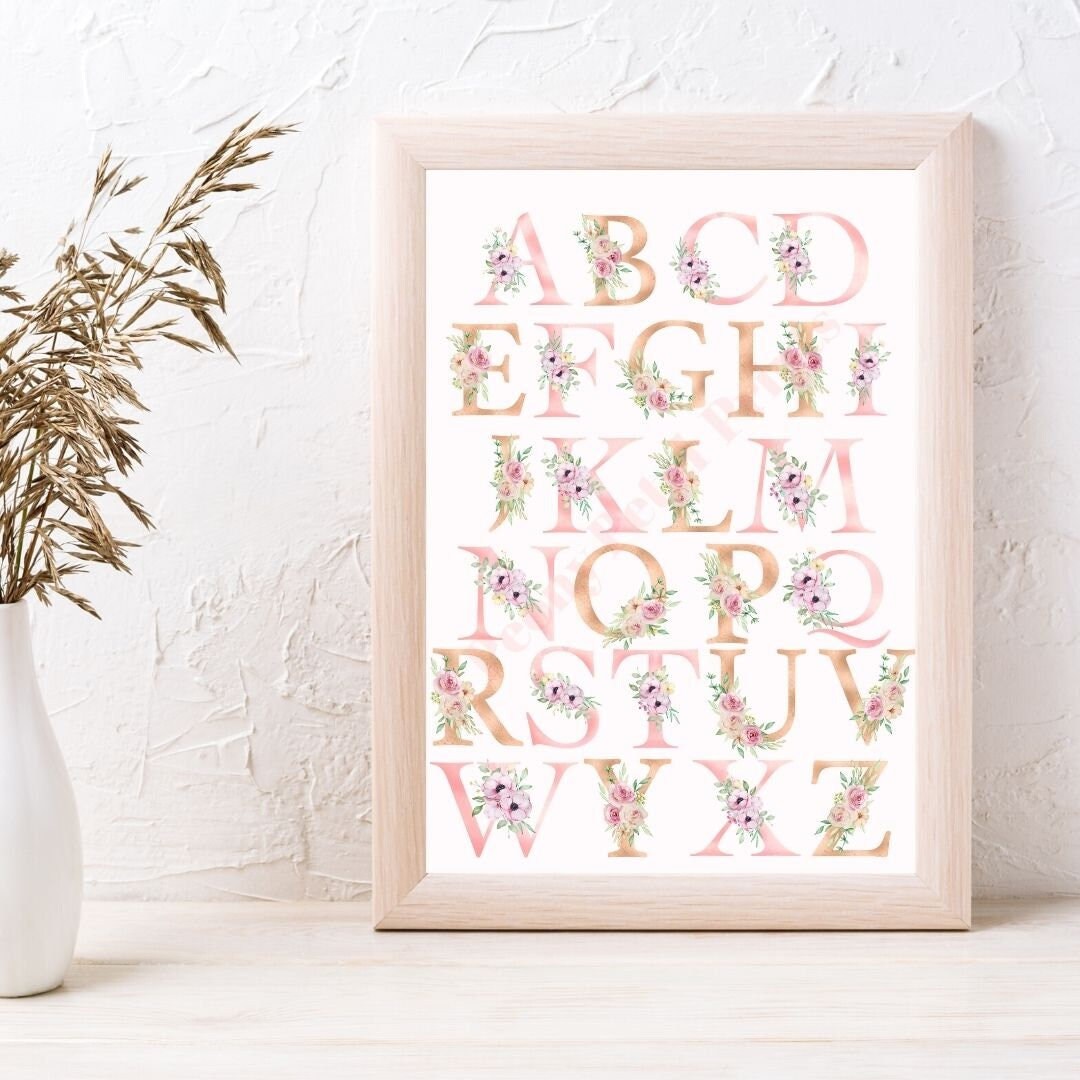 Elegant Floral ABC Nursery Wall ART Digital Download! - Etsy