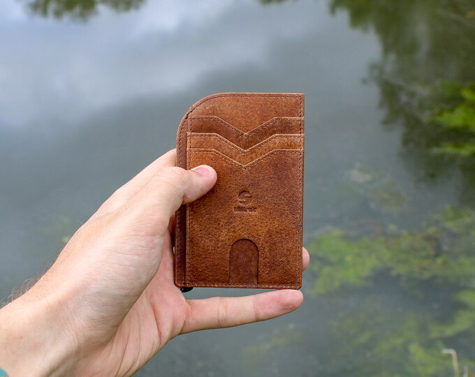 Rugged Brown Slim Front Pocket Wallet by Saltrek | Top Grain Leather (8 ...