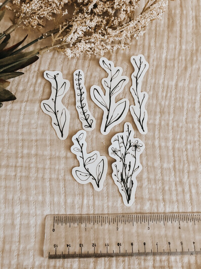 Minimalistic Floral Sticker Pack Pack of 6 Waterproof - Etsy