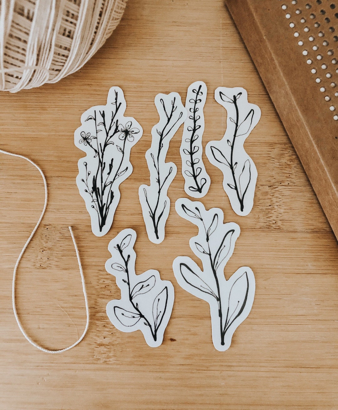 Minimalistic Floral Sticker Pack - Pack of 6 Waterproof - Etsy
