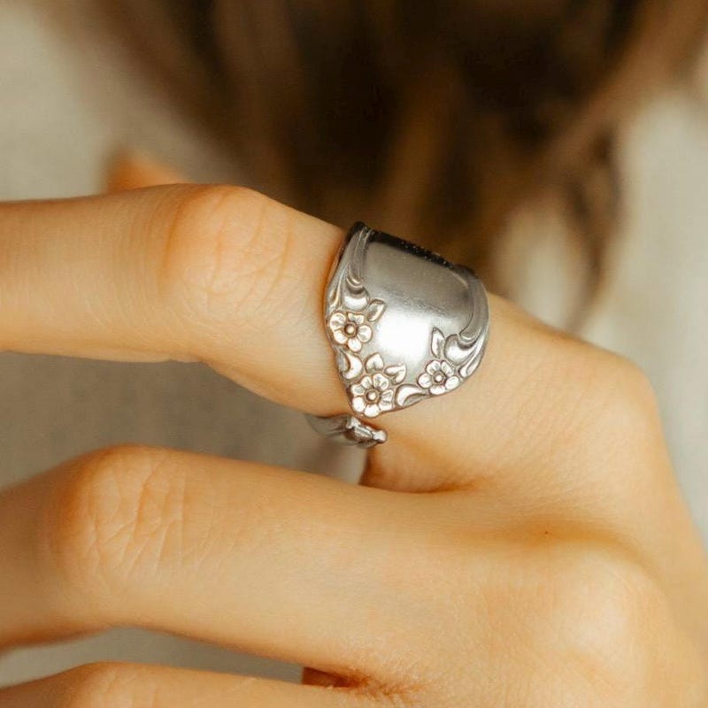 Floral Spoon Ring - Etsy