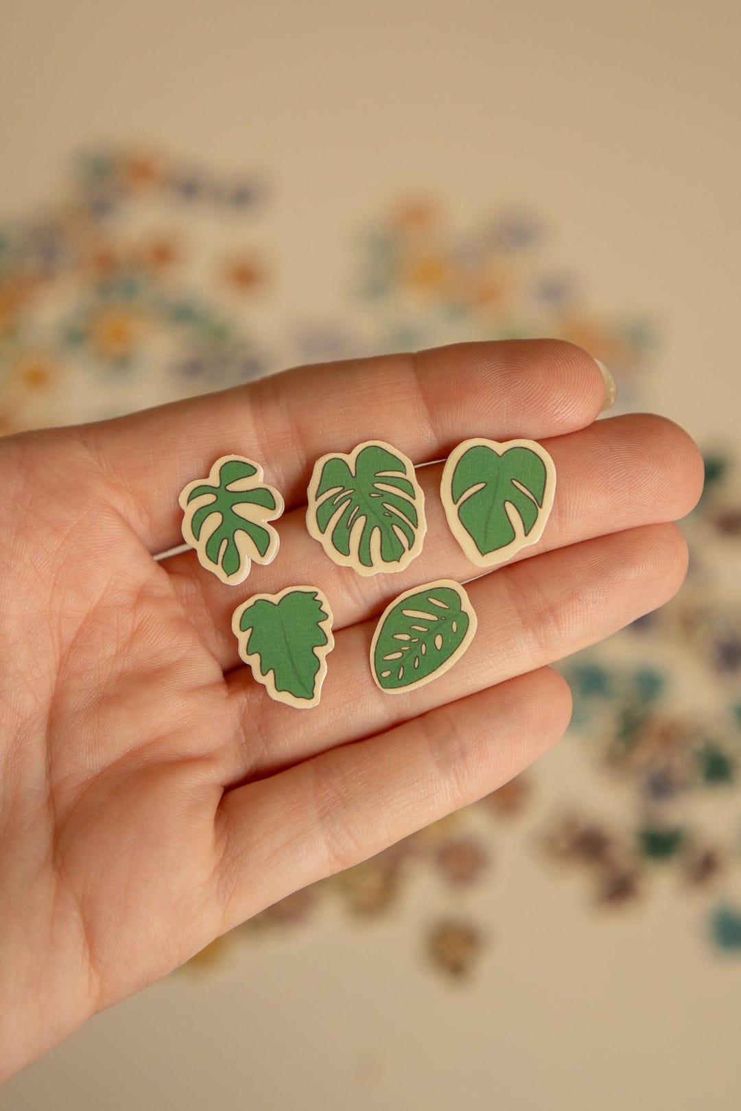 Mini Plant Leaf Stickers - Monstera Deliciosa, Adansonii - 1/2 Inch ...