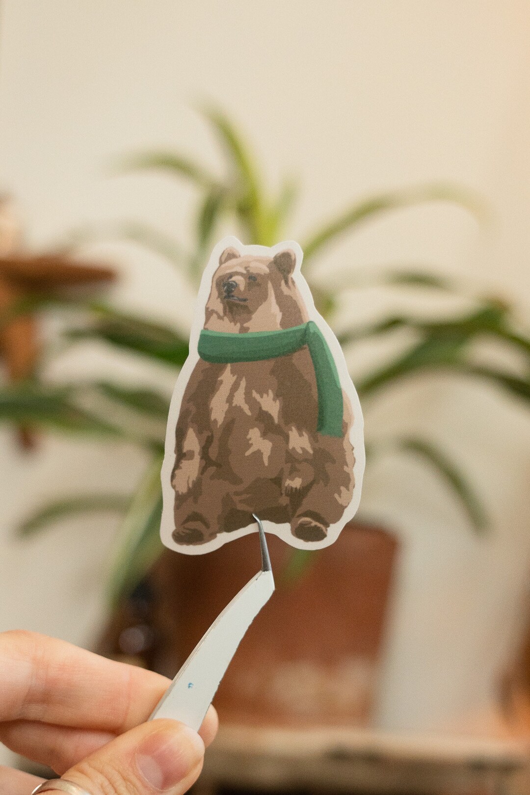 Grizzly Bear Wearing Scarf Sticker Weatherproof Travel/nomad/granola ...