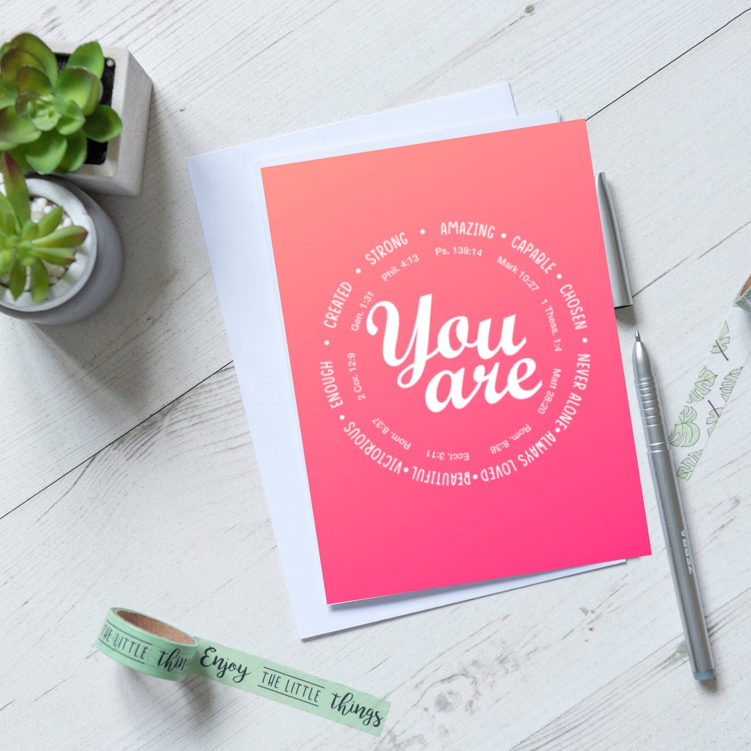 Scripture Christian Encouragement Greeting Card, God Says You Are ...