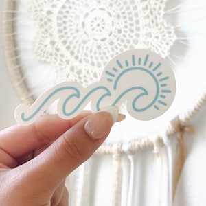 Wave and Sun Sticker Beach Sticker Ocean Sticker Adventure Sticker Sea ...