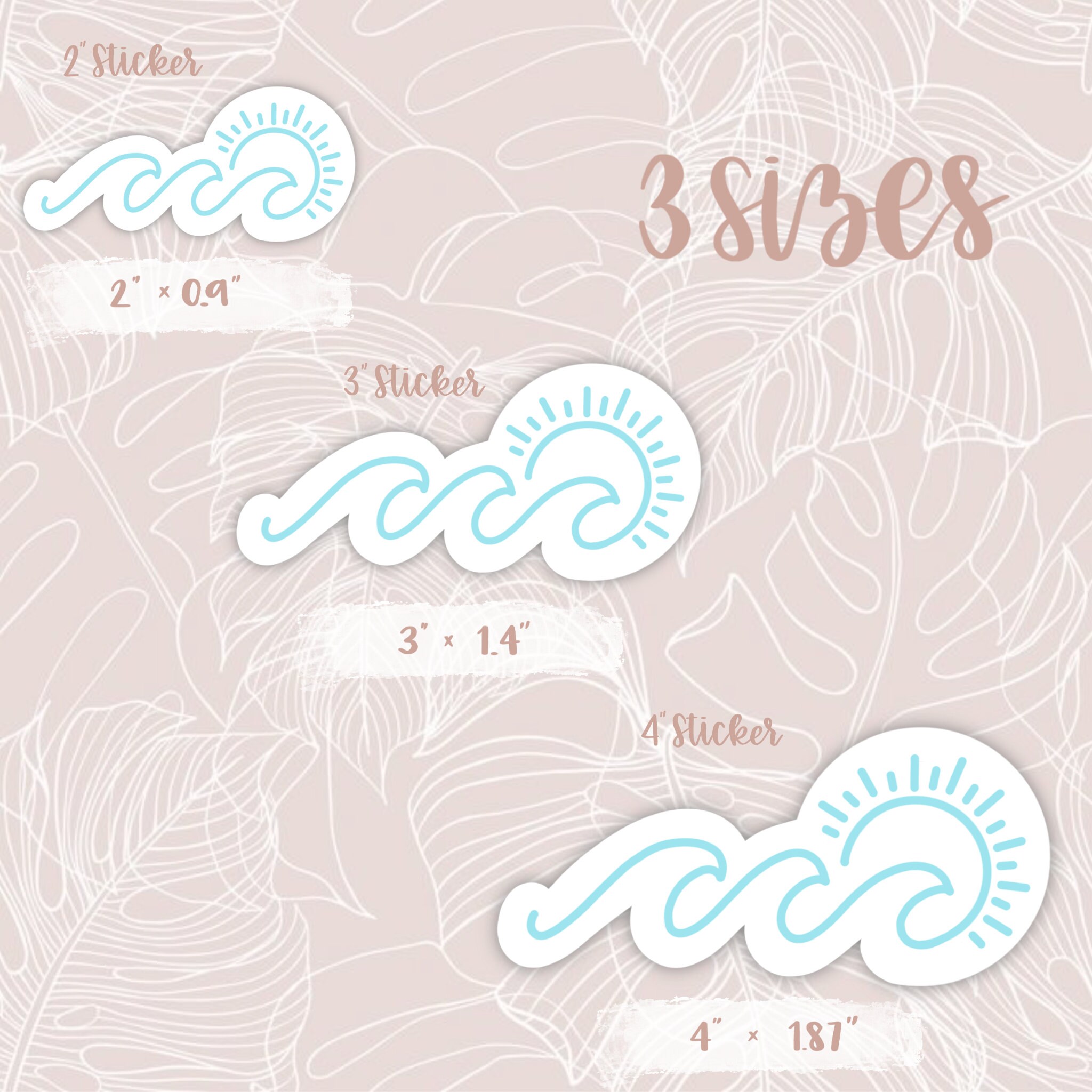 Wave and Sun Sticker Beach Sticker Ocean Sticker - Etsy