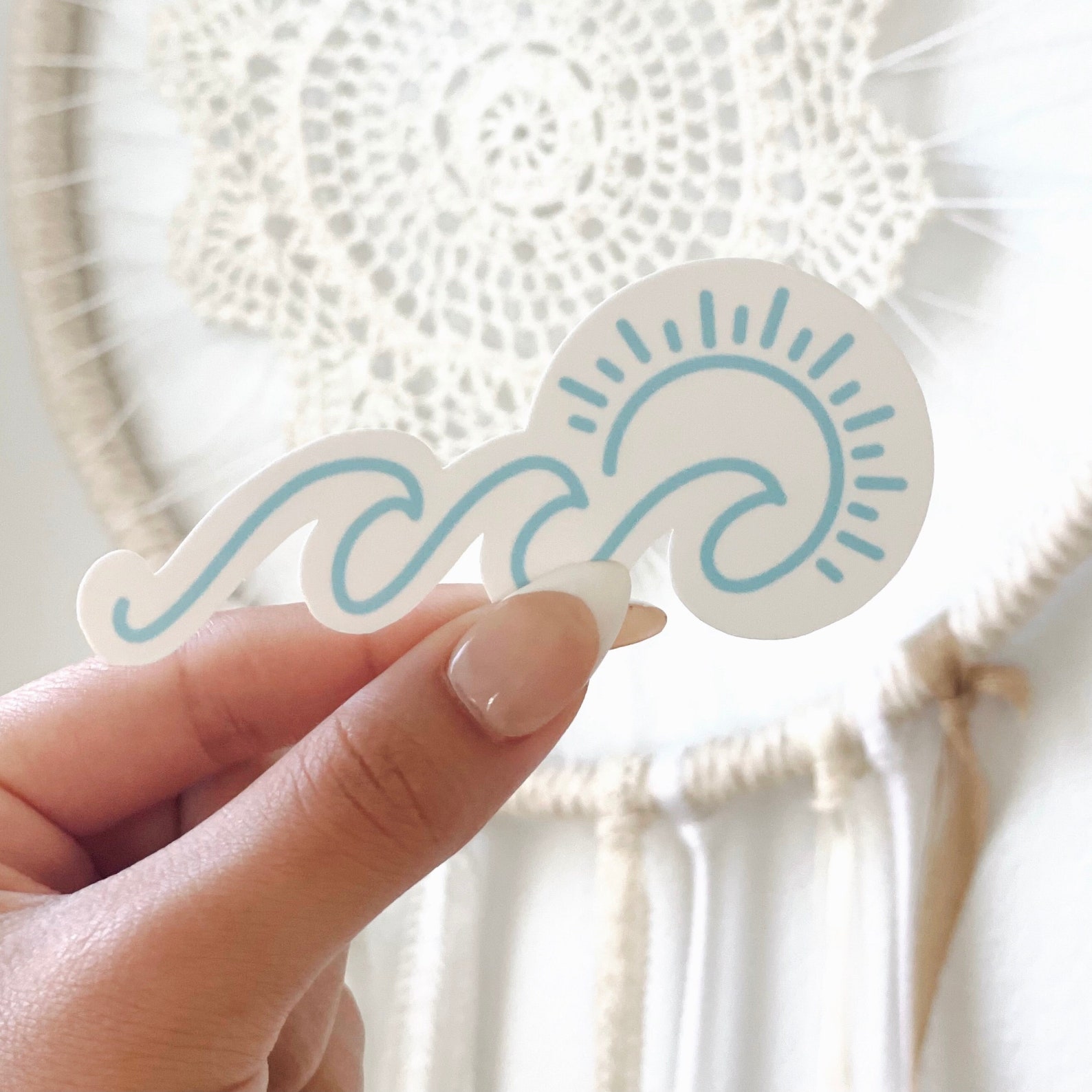 Wave and Sun Sticker Beach Sticker Ocean Sticker - Etsy
