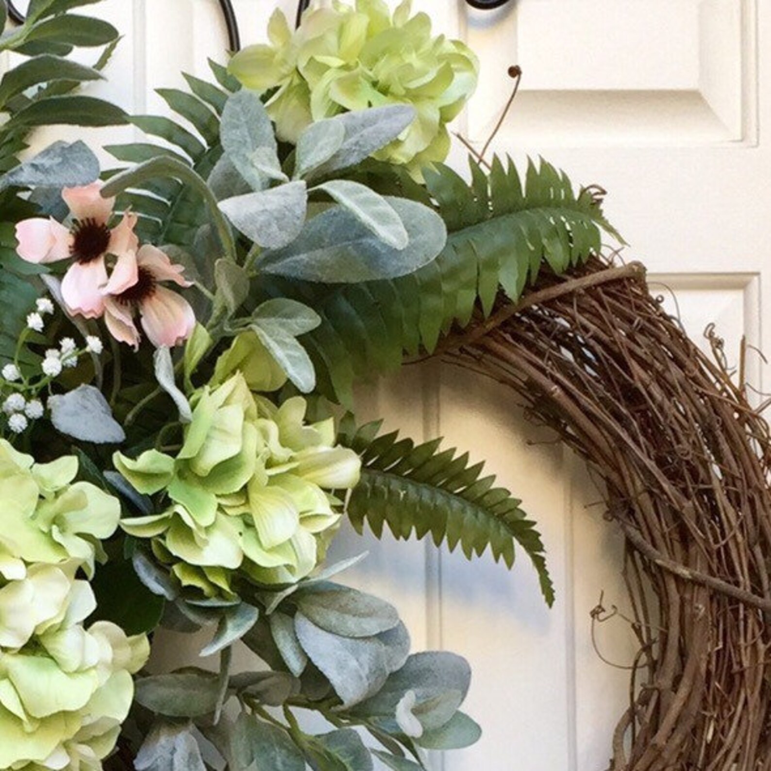 Large Hydrangea Summer Wreath for the Front Door With Green | Etsy