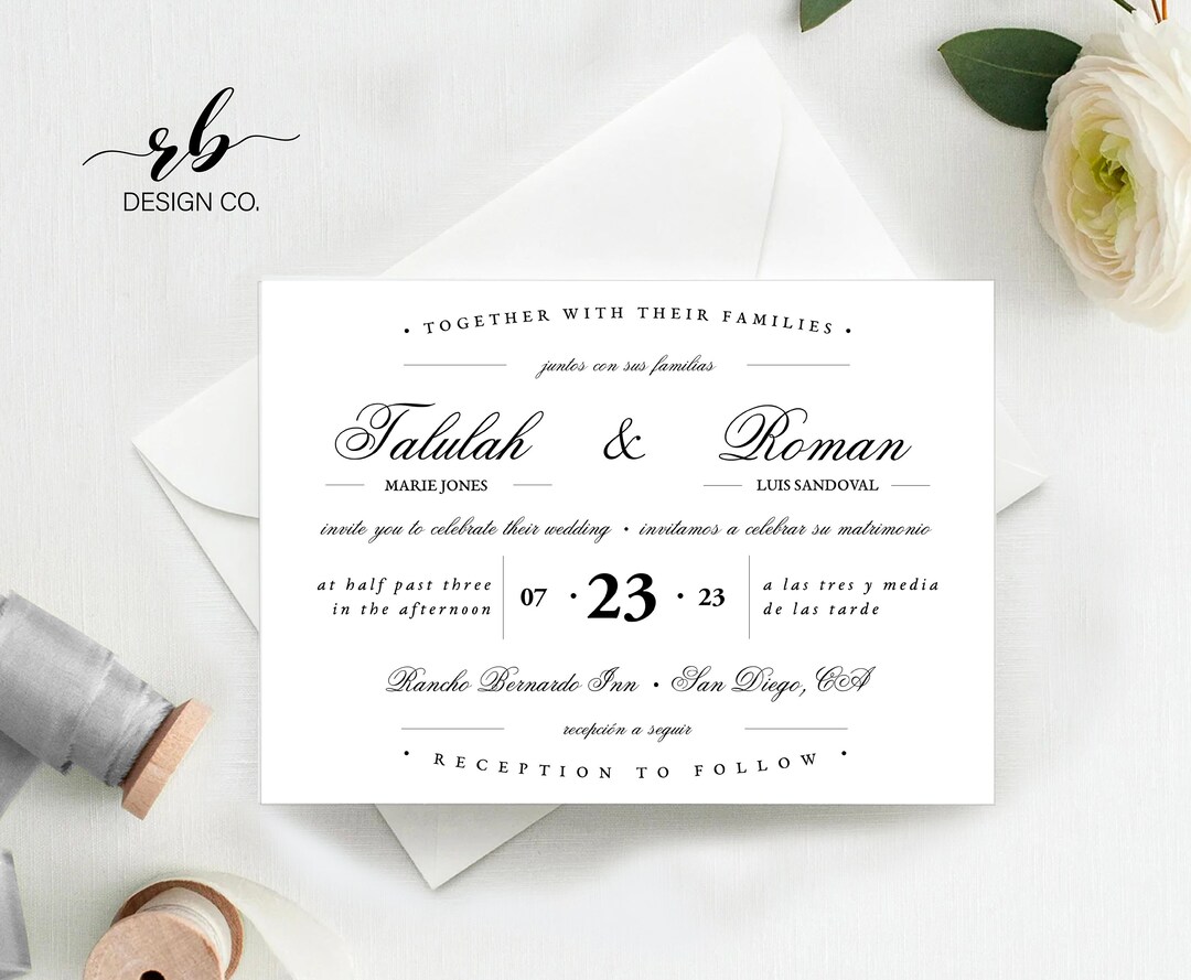 Editable Template Bilingual Wedding Invitation, DIY Invitation, Two ...