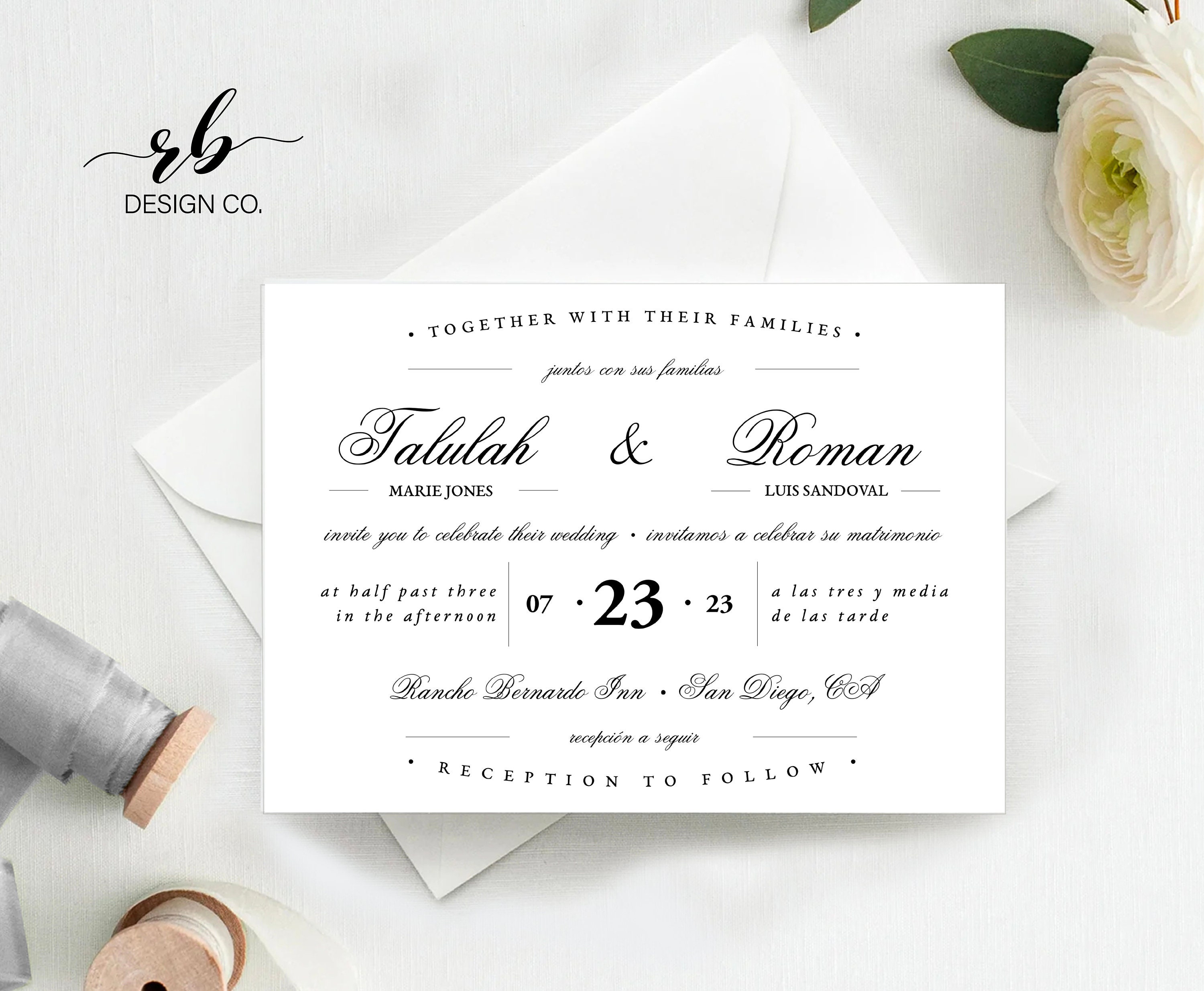 Editable Template Bilingual Wedding Invitation, DIY Invitation, Two ...