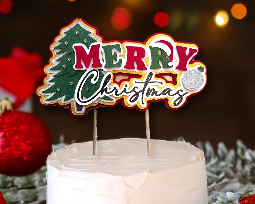 Merry Christmas Cake Topper, Holiday Decorations, Christmas Work Party ...