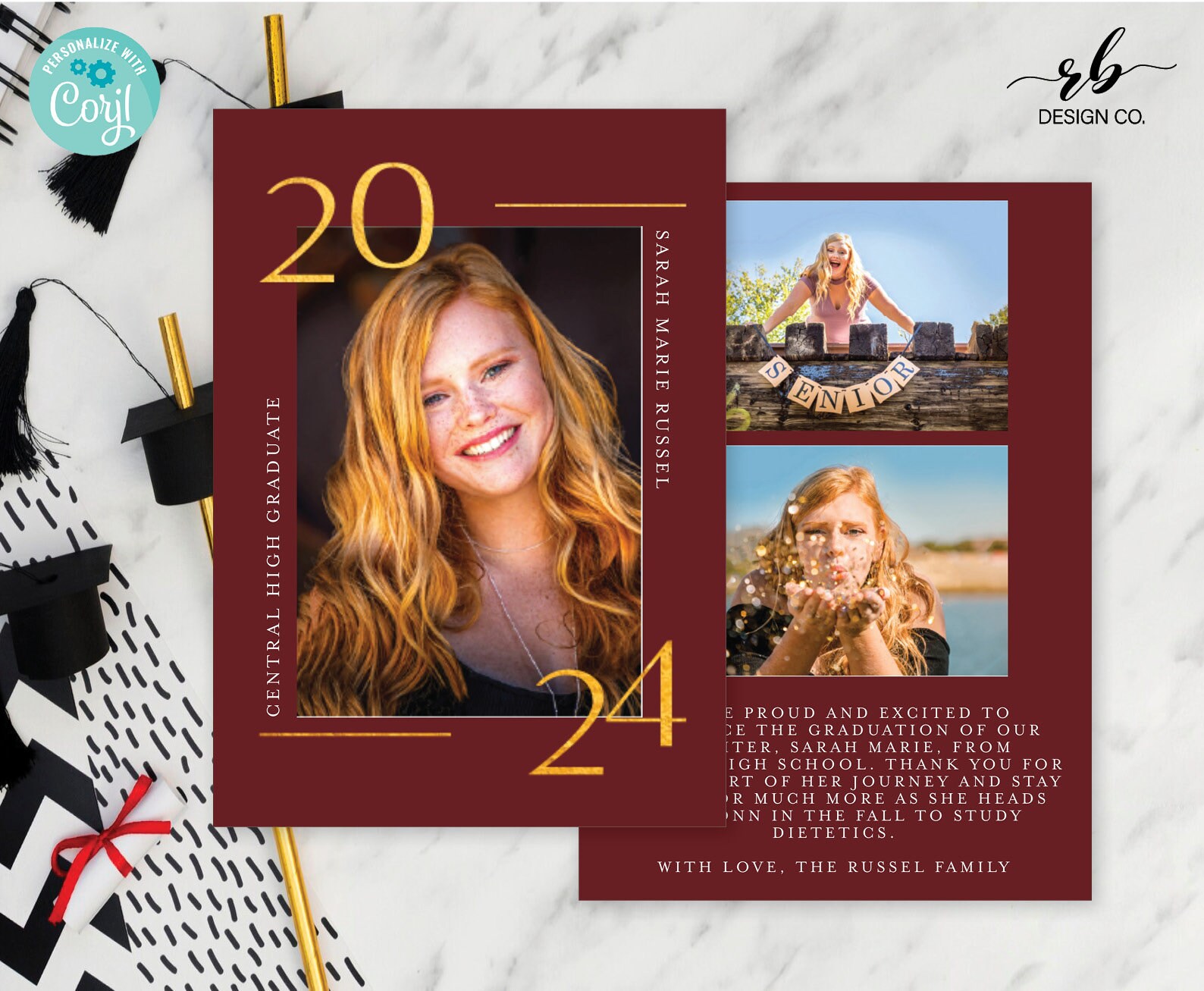 Editable Template Graduation Announcement, DIY Invitation, Class of ...