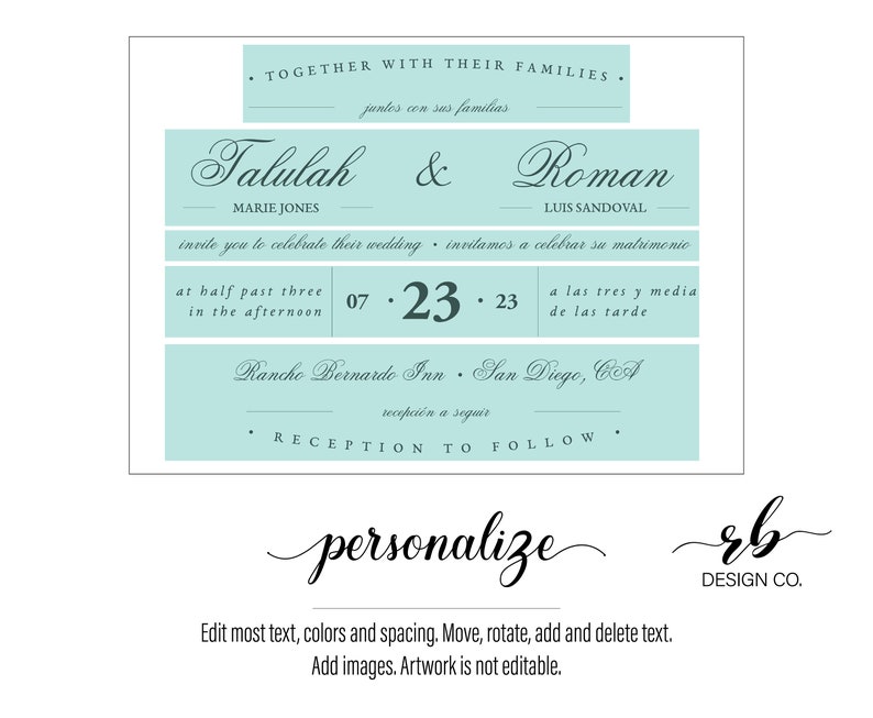 Editable Template Bilingual Wedding Invitation, DIY Invitation, Two ...