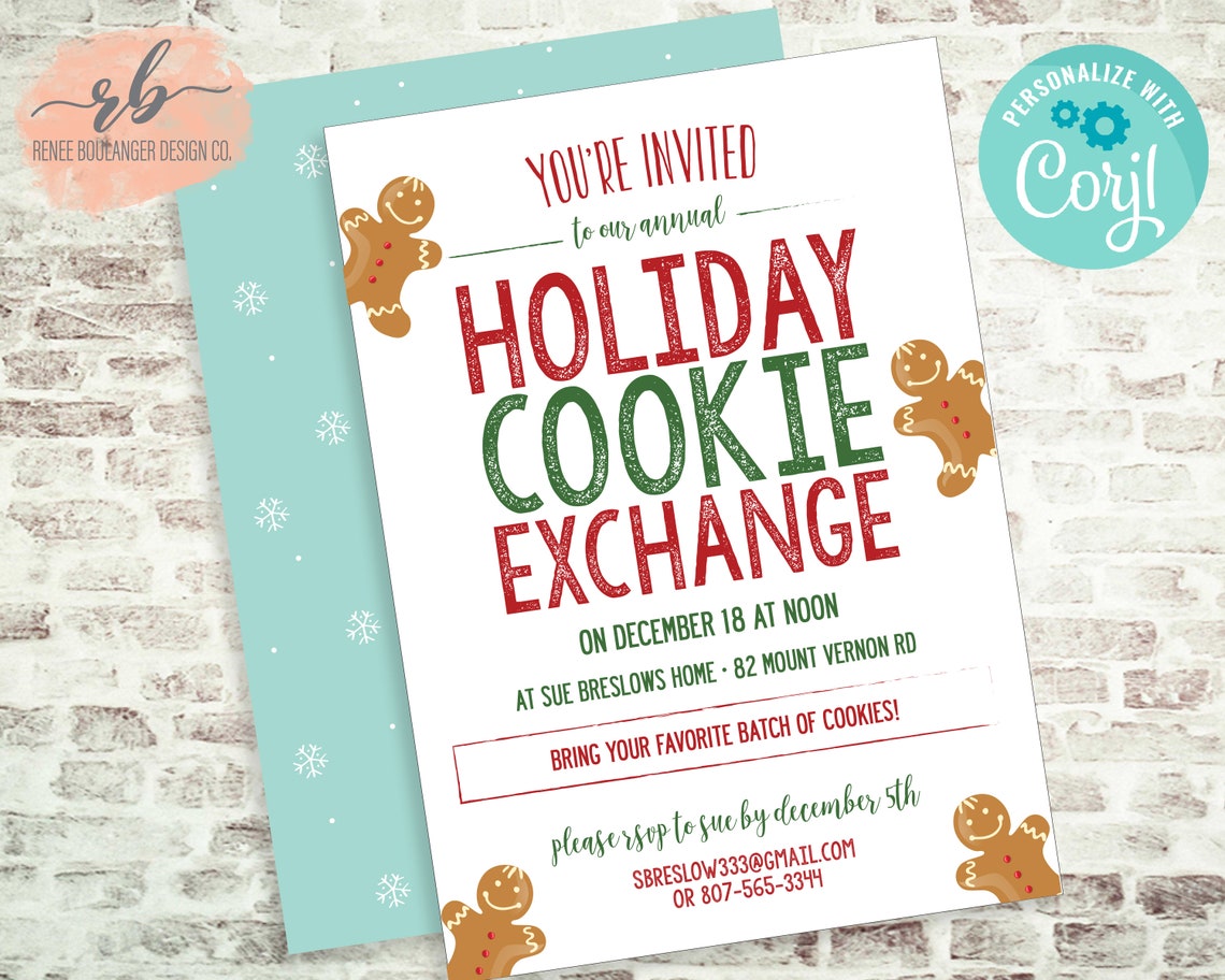Holiday Cookie Exchange Invitation Template, Christmas Cookie Exchange ...